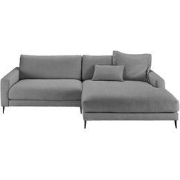 Ecksofa Home Affaire "Downtown, B/T/H: 272/190/84 cm L-Form", grau (platin), B:272cm H:84cm T:190cm, 100% Polyester, Sofas, Ecksofa, weicher Sitzkomfort auch in Cord und Boucl&eacute;, incl. Zierkissen