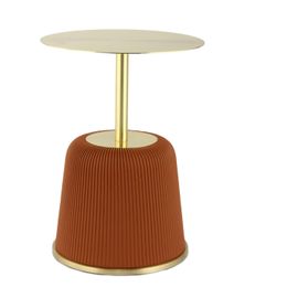 Beistelltisch Kayoom "Jokai 325, Eisengestell, PU-Stoffbezug, praktische Ablagefl&auml;che", braun (cognac, orange, gold), B:40cm H:55cm T:40cm, 100% Eisen, 100% PU, 100% MDF, Tische, Beistelltisch, elegant, feste Konstruktion, pflegeleicht, pflegeleicht