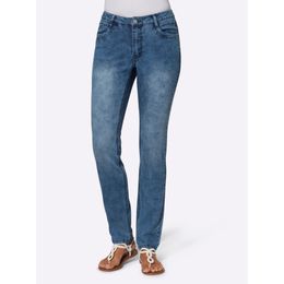 5-Pocket-Jeans Casual Looks, Damen, Gr. 54, Normalgr&ouml;&szlig;en, blau (blau, stone, washed), 81% Baumwolle, 17% Polyester, 2% Elasthan, unifarben, lang, Jeans 5-Pocket-Jeans