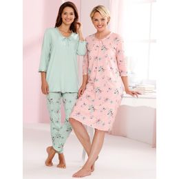w&auml;schepur Schlafanzug W&Auml;SCHEPUR, Damen, Gr. 36/38, zartmint, bedruckt, 100% Baumwolle, Homewear-Sets Schlafanzug
