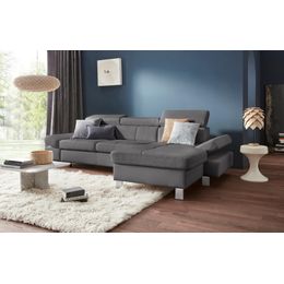 Ecksofa exxpo - SOFA FASHION "Fiji, hochwertige Detailverarbeitung, Breite 292cm, L-Form", grau (delphin), B:292cm H:98cm T:167cm, Luxus-Kunstleder;Webstoff (100% Polyester);Webvelours (100% Polyester), Sofas, Ecksofa, bequem durch Kopf- und Armteilverstellung, wahlweise mit Bettfunktion