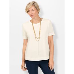 Kurzarmshirt CLASSIC "Shirt", Damen, Gr. 46, beige (ecru), 64% Baumwolle, 36% Polyester, unifarben, Rundhals, Shirts Kurzarmshirt