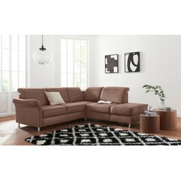 Sit & More Ecksofa SIT & MORE "Darwin L-Form", braun (haselnuss), B:249cm H:83cm T:221cm, Sofas, Ecksofa, inklusive Federkern, wahlweise mit Kopfteilverstellung, Bettfunktion
