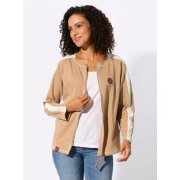 Shirtjacke Casual Looks "Shirtjacke", Damen, Gr. 46, camel, ecru, 50% Baumwolle, 50% Polyester, unifarben, Rundhals, Shirts Shirtjacke