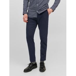 Jack & Jones Chinohose JACK & JONES "JPSTMARCO &ndash; Chinohose mit mittlerer Taille, Slim Fit, bequem", Herren, Gr. 36, L&auml;nge 32, blau (navy blazer), Web, Obermaterial: 52% Polyester, 21% Nylon, 17% Viskose, 10% Elasthan, unifarben, slim fit normal, Hosen Chinohose, unifarben, modisch, slim fit, Web