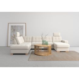 Sit & More Wohnlandschaft SIT & MORE "Quincy U-Form", beige (creme), B:312cm H:82cm T:213cm, Sofas, Wohnlandschaft, wahlweise mit Bettfunktion und Bettkasten