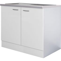 Sp&uuml;lenschrank Flex-Well "Wito", wei&szlig; (wei&szlig;, fantasie), B:100cm H:85cm T:60cm, Holzwerkstoff, Schr&auml;nke, Sp&uuml;lenschrank, (B x H x T) 100 x 85/86 x 60 cm, inkl. Einbausp&uuml;le