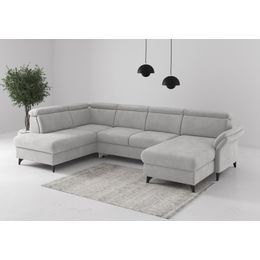 Sit & More Wohnlandschaft SIT & MORE "Glendale, U-Form", silber, B:321cm H:84cm T:193cm, 90% Polyester, 10% Polyamid, Sofas, Wohnlandschaft, inkl. Kopfteilverstellung,wahlweise mit Vorziehsitz und Bettkasten
