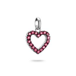 Charm Herz Thomas Sabo "Charm Herz - Connect", bunt (silberfarben, rot, rot), Charms, Damen, Silber 925 (recycelt), Charm Herz, mit Rubin (synth.), Zirkonia (synth.)