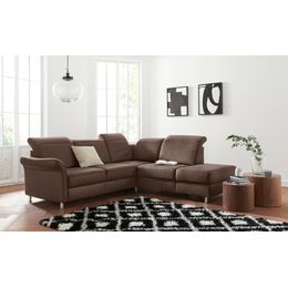 Sit & More Ecksofa SIT & MORE "Darwin L-Form", braun (cognac), B:249cm T:221cm, Sofas, Ecksofa, inklusive Federkern, wahlweise mit Kopfteilverstellung, Bettfunktion