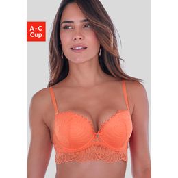 Push-up-BH s.Oliver "Sophie", Damen, Gr. 80, Cup B, melone, Spitze, Obermaterial: 90% Polyamid, 10% Elasthan, BHs Push-up-BH, aus feiner Spitze in leichter Longform, sexy Dessous, Reizw&auml;sche