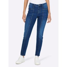Bequeme Jeans Heine, Damen, Gr. 42, Normalgr&ouml;&szlig;en, blau (blau, stone, washed), 81% Baumwolle, 17% Polyester, 2% Elasthan, unifarben, lang, Jeans Bequeme Jeans