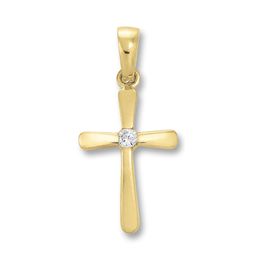 Kettenanh&auml;nger ONE ELEMENT "Zirkonia Kreuz Anh&auml;nger aus 333 Gelbgold", gold, Schmuckanh&auml;nger, Damen, Gelbgold 333, Kettenanh&auml;nger