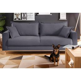 3-Sitzer Home Affaire "Edina", grau, B:210cm H:74cm T:84cm, Webstoff (100% Polyester);Baumwollmix (50% Baumwolle, 50% Polyester);Baumwollmix (50% Baumwolle, 50% Polyester), Sofas, 3-Sitzer, auch in Baumwollmix-Bezug, im skandinavischem Stol
