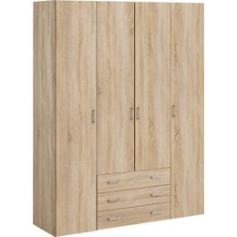 Kleiderschrank Inosign "Space Dreht&uuml;renschrank, Aufbewahrung Kasten Schrank Stauraum", braun (eiche), B:154cm H:200,4cm T:49,5cm, Holzwerkstoff, Schr&auml;nke, Kleiderschrank, Breite 78, 115,8 oder 154 cm, mit je 3 Schubk&auml;sten, innen Einlegeb&ouml;den