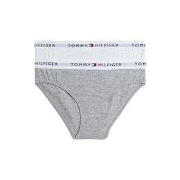 Bikinislip "2 PK BIKINI mit elastischem Bund im 2er-Pack", M&auml;dchen, Gr. 140/146, 2 Stk., wei&szlig; (wei&szlig;, light grau), Jersey, Obermaterial: 95% Baumwolle, 5% Elasthan, Tommy Hilfiger Underwear, meliert, k&ouml;rpernah, Unterhosen Bikinislip, unifarben, casual, k&ouml;rpernah, Baumwollmix