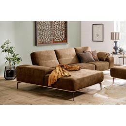 Ecksofa W.Schillig "run, Designsofa mit tollem Sitzkomfort, bequem, L-Form", braun (chocolate s37), B:319cm H:88cm T:178cm, Longlife Xtra-Leder Z73: Naturwalkleder der Luxusklasse aus den erlesensten Rohh&auml;uten. Hautst&auml;rke 1, 1 &ndash; 1, 3 mm;ROHLEDER Jacquard-Flachgewebe Q2 W60 (63% Polyester, 37% Polyacryl);ROHLEDER Chenille-Flachgewebe Q2 W77 (68% Polyacryl, 32% Polyester);Stoff S37 (100% Polyester),