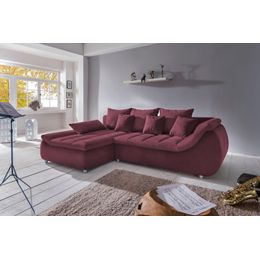 Ecksofa Home Affaire "Imola, bequem, aktuelle Steppung im Sitz, L-Form, Breite 270cm", pink (fuchsia), B:270cm H:90cm T:170cm, Microfaser PRIMABELLE (100% Polyester) / Struktur (82% Polyester, 9% Viscose, 7% Baumwolle, 2% Nylon);Kunstleder SOFTLUX / Struktur (82% Polyester, 9% Viscose, 7% Baumwolle, 2% Nylon), Sofas, Ecksofa, wahlweise mit Bettfunktion
