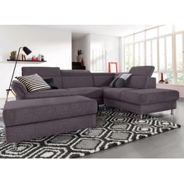 Sit & More Ecksofa SIT & MORE "Avignon L-Form", grau (dunkelgrau), B:269cm H:97cm T:228cm, Struktur fein ( 100% Polyester);Struktur (100% Polyester);Struktur grob ( 100% Polypropylen), Sofas, Ecksofa, inklusive Kopfteilverstellung, wahlweise mit Bettfunktion