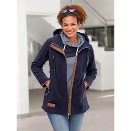 Fleecejacke Casual Looks, Damen, Gr. 52, blau (marine), 100% Polyester, meliert, unifarben, Jacken Fleecejacke