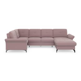 Wohnlandschaft Home Affaire "Calando U-Form", lila (flieder), B:326cm H:91cm T:188cm, 90% Polyester 10% Polyamid, Sofas, Wohnlandschaft, wahlweise mit Bettfunktion, Bettkasten und Armteilfunktion
