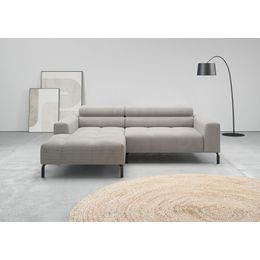 Ecksofa Home Affaire "Ecksofa Claya, L-Form, Kopfteilverstellung, Breite 223 cm", grau, B:223cm H:71cm T:179cm, 95% Polyester, 5% Nylon, Sofas, Ecksofa, Moderne Steppung, weicher Polsteraufbau & saugroboterfreundliche H&ouml;he