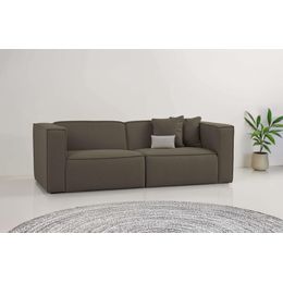 3-Sitzer OTTO HOME "Tammie", schwarz braun, B:222cm H:73cm T:93cm, 100% Polyester, Sofas, 3-Sitzer, Breite 222 cm, Webstoff fein, bodentief, mit Wellenunterfederung