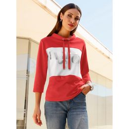 Sweatshirt Inspirationen, Damen, Gr. 50, rot, wei&szlig;, geringelt, 50% Modal, 44% Polyester, 6% Elasthan, gemustert, mehrfarbig, Sweatshirts Sweatshirt