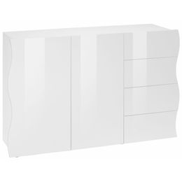 Kommode Home Affaire "Onda", wei&szlig; (wei&szlig; hochglanz), B:120cm H:81cm T:40cm, Sideboards, Kommode, Breite 130 cm