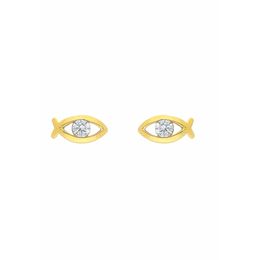 Adelia&acute;s Paar Ohrstecker ADELIA&acute;S "333 Gold Ohrringe Ohrstecker Fisch mit Zirkonia", gold, Ohrringe, Damen, Gelbgold 333, Paar Ohrstecker