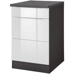 Unterschrank KOCHSTATION "KS-Brindisi", wei&szlig; (wei&szlig; hochglanz, grafit), B:50cm H:85cm T:60cm, Holzwerkstoff, MDF, Schr&auml;nke, Unterschrank, 50 cm breit