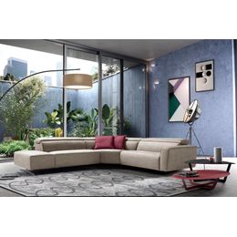 Ecksofa Egoitaliano "Stefanie-e, Designsofa der Extraklasse, bequem mit hohem Sitzkomfort", grau (opal grau), B:314cm H:96cm T:284cm, Luxus-Micofaser Lederoptik (100% Polyester) ist ein neues technisches Gewebe mit einem visuellen und taktilen Aspekt, der dem Nubuk sehr nahe kommt, mit innovativen Eigenschaften. Seine au&szlig;erordentliche Weichheit kommt von einem exklusiven Produktionsprozess, der Un