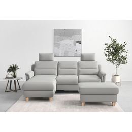 Sit & More Ecksofa SIT & MORE "Far&ouml; L-Form", silber, B:234cm H:90cm T:168cm, Sofas, Ecksofa, inklusive Federkern, wahlweise mit Bettfunktion und Bettkasten