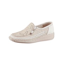 Slipper Rieker, Damen, Gr. 37, beige (creme), Glattleder, Schuhe Slipper