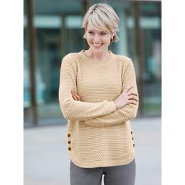 Strickpullover Classic Basics "Langarm-Pullover", Damen, Gr. 52, beige (elfenbein), 100% Polyacryl, unifarben, Pullover Strickpullover