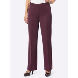 B&uuml;gelfaltenhose Lady, Damen, Gr. 42, Normalgr&ouml;&szlig;en, rot (burgund), 64% Polyester, 34% Viskose, 2% Elasthan, unifarben, lang, Hosen B&uuml;gelfaltenhose