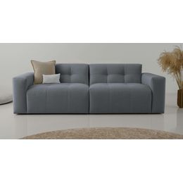 3-Sitzer OTTO HOME "Tapley", grau (dunkelgrau), B:220cm H:73cm T:93cm, 100% polyester, Sofas, 3-Sitzer, Breite 220 cm,Boucle, Struktur fein, mit Knopfsteppung, bodentief