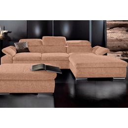 Sit & More Ecksofa SIT & MORE "Alcudia L-Form", braun, B:286cm H:73cm T:174cm, Struktur;Luxus-Kunstleder;Primabelle-Microfaser, Sofas, Ecksofa, wahlweise mit Bettfunktion