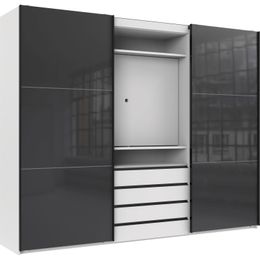 Schwebet&uuml;renschrank wimex "Magic by fresh to go", wei&szlig; (wei&szlig;, au&szlig;ent&uuml;ren grauglas), B:300cm H:236cm T:65cm, Schr&auml;nke, Schwebet&uuml;renschrank, tolles EXTRA: mit drehbarem TV-Element, Fronten aus Glas
