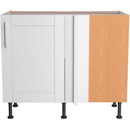 Eckunterschrank KOCHSTATION "KS-Ahus", wei&szlig; (wei&szlig; matt, wei&szlig;), B:100cm H:87cm T:58,4cm, Schr&auml;nke, Eckunterschrank, Breite 100 x 65 cm