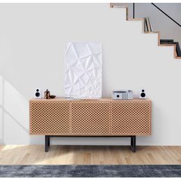 Sideboard WOODMAN "Malena", braun (eichefarben), B:175cm H:75cm T:45cm, Sideboards, Sideboard, Kommode mit Push-to open Funktion, Breite 175 cm, FSC