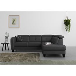 Sit & More Ecksofa SIT & MORE "Belluci L-Form", grau (anthrazit), B:249cm H:85cm T:195cm, Sofas, Ecksofa, inklusive Federkern, wahlweise mit Bettfunktion und Bettkasten