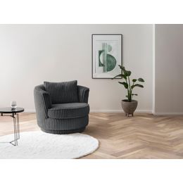 Drehsessel Home Affaire "MAISIE, Lese-Sessel, Love Seat", grau (anthrazit), B:95cm H:77cm T:95cm, Sessel, Drehsessel, trendige Stoffe MEGA CORD und Web-Velours, 360 Grad drehbar