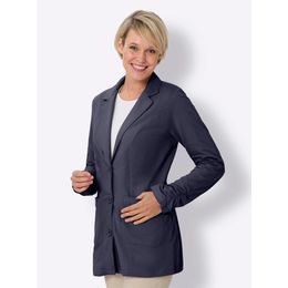 Sweatblazer Classic Basics "Shirtblazer", Damen, Gr. 56, blau (marine), 100% Baumwolle, Blazer Sweatblazer