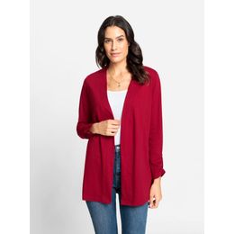 Shirtjacke Inspirationen "Shirtjacke", Damen, Gr. 54, rot (kirsche), 100% Baumwolle, unifarben, V-Ausschnitt, Shirts Shirtjacke
