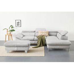 Ecksofa COTTA "Driver L-Form", wei&szlig;, B:268cm H:73cm T:214cm, Kunstleder SOFTLUX;LEDER BEEFY (ein abgedecktes Spalt-Rindsleder) im Sitz und R&uuml;cken (Korpus in Kunstleder);Luxus-Kunstleder;Leder Pampas (echtes Rindsleder) im Sitz und R&uuml;cken (R&uuml;ckseite mit Spannstoff bezogen), Sofas, Ecksofa, mit Kopfteilverstellung, wahlweise mit Bettfunktion & Bettkasten