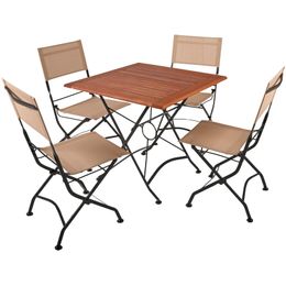 Garten-Essgruppe Garden Pleasure "TRIEST", beige (beige, beige, schwarz), B:180cm H:89cm T:80cm, FSC-zertifiziertes Massivholz, PVC, Polyester, Stahl, Sitzm&ouml;bel-Sets, Garten-Essgruppe