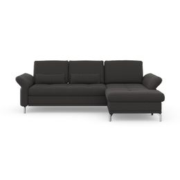 Ecksofa Home Affaire "Palm Beach L-Form", grau (fango), B:269cm H:89cm T:175cm, 100%Polyester, Sofas, Ecksofa, Federkern, mit Sitztiefenverstellung, wahlweise mit Bettfunktion