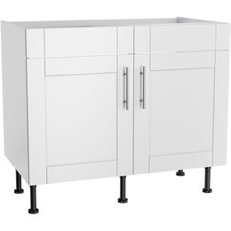 Sp&uuml;lenschrank KOCHSTATION "KS-Ahus", wei&szlig; (wei&szlig; matt, wei&szlig;), B:100cm H:87cm T:58,4cm, Schr&auml;nke, Sp&uuml;lenschrank, Breite 100 cm