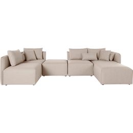 Wohnlandschaft OTTO HOME "N&ouml;re U-Form", beige, B:340cm H:74cm T:172cm, Struktur fein (100% Polyester);Struktur (100% Polypropylene);Webstoff (100% Polyester);Samtoptik (100% Polyester);Luxus-Microfaser Lederoptik (100% Polyester);Baumwoll-/Leinenmix (60% Baumwolle/40% Leinen), Sofas, Wohnlandschaft, 5 Teile, in vielen Bezugsqualit&auml;ten und Farben s. auch "N&ouml;re"